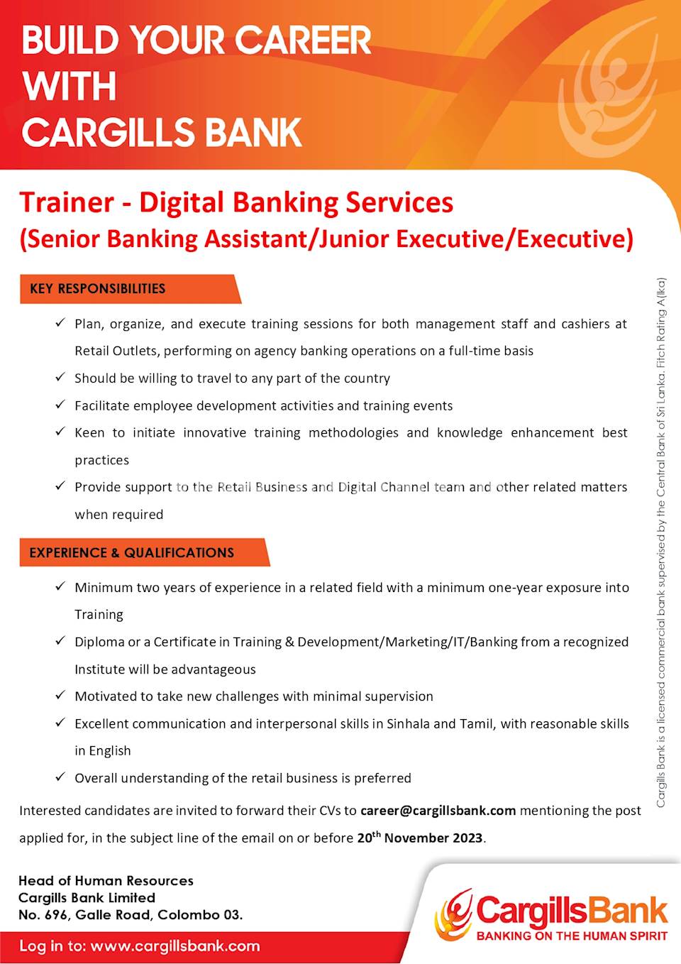 Trainer - Digital Banking Services at Cargills Bank