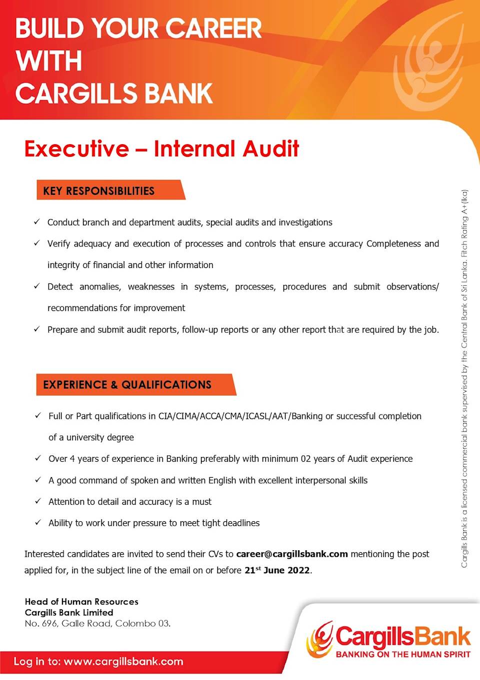 Executive - Internal Audit at Cargills Bank