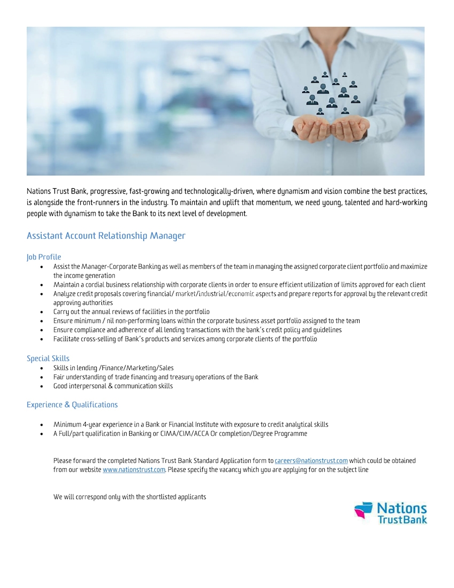 Assistant Account Relationship Manager at Nations Trust Bank