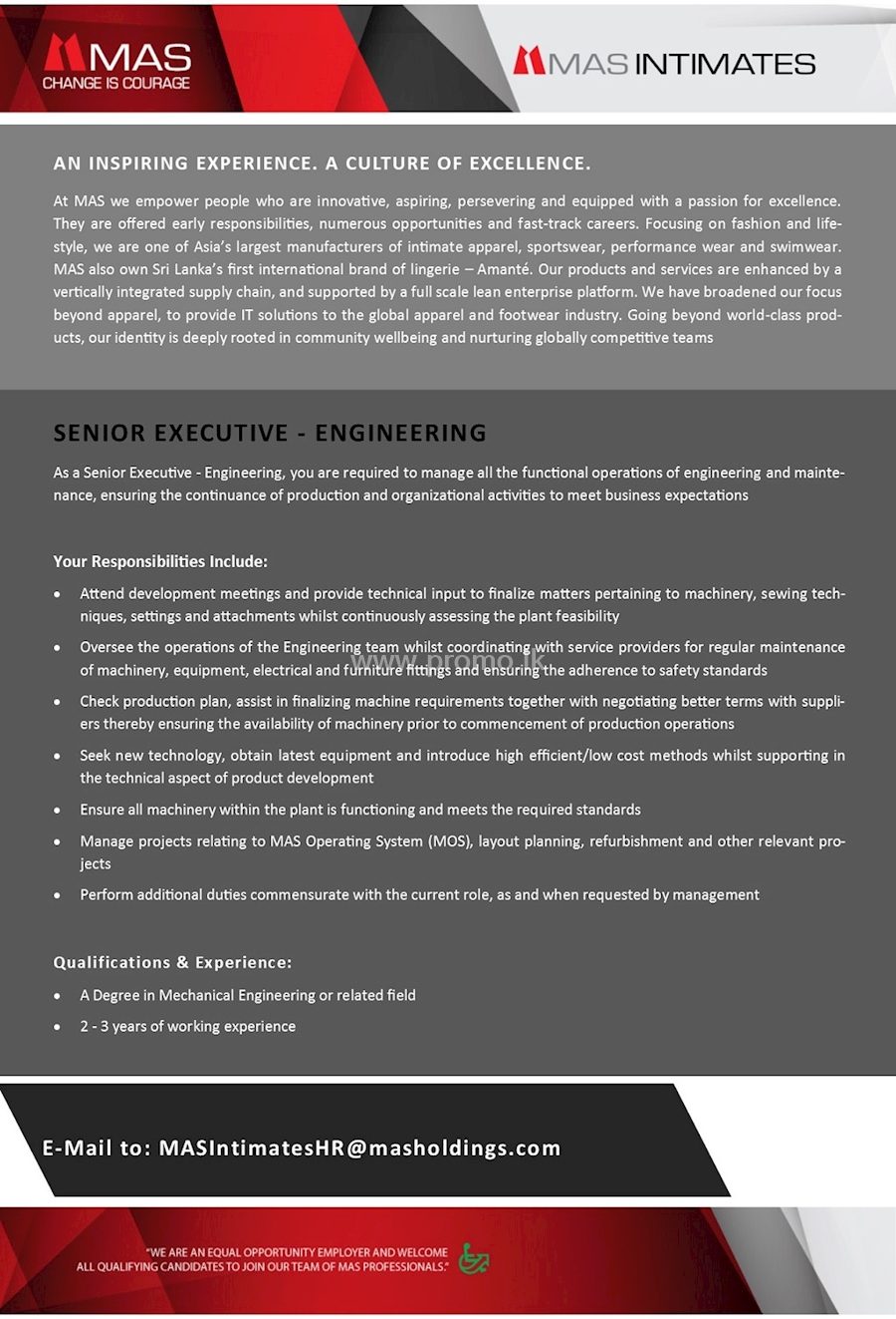 Senior Executive - Engineering at MAS Holdings