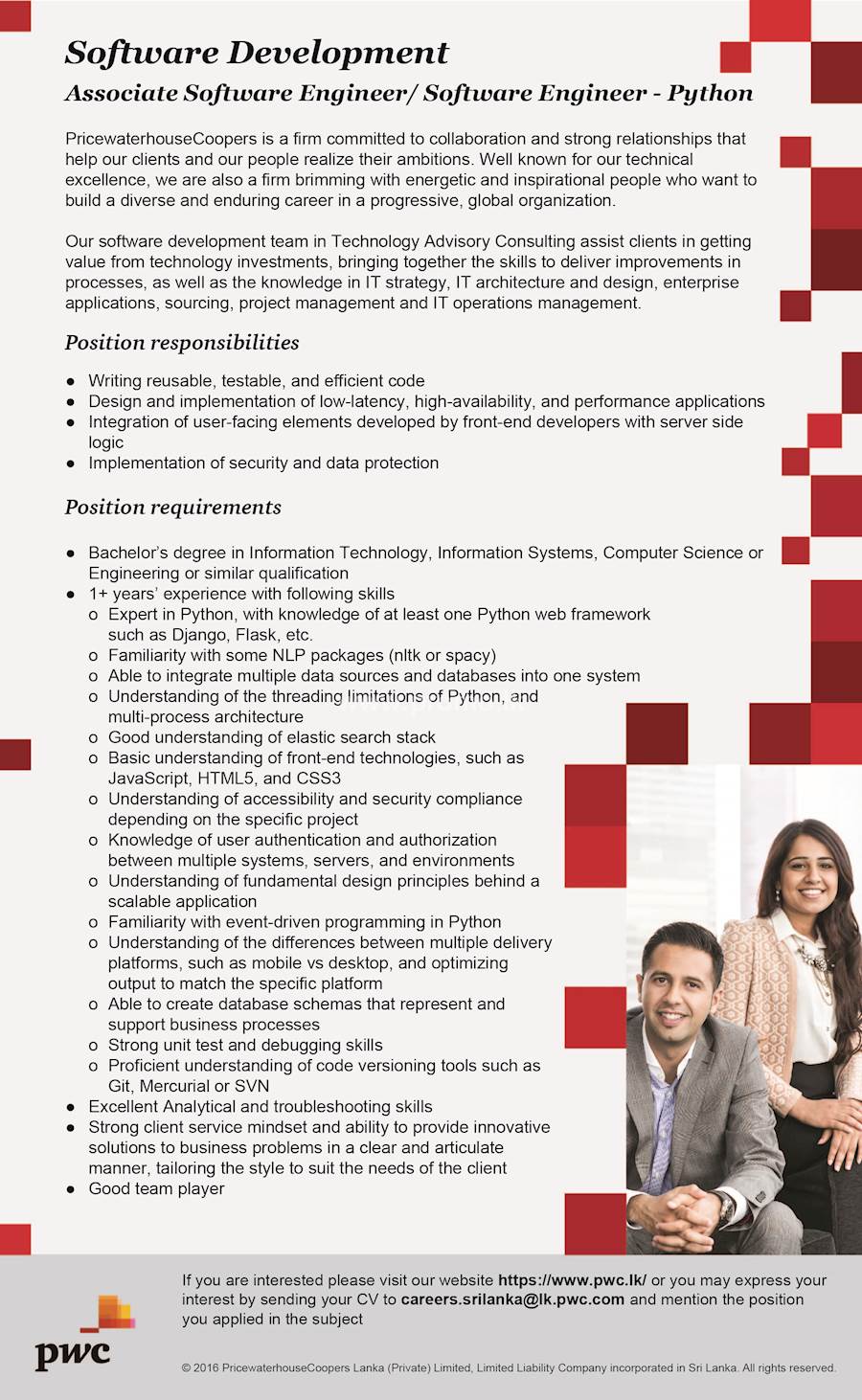 SOFTWARE DEVELOPMENT at PWC at PWC