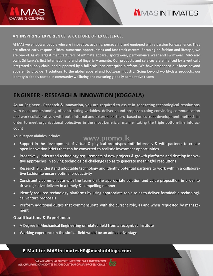 Engineer-Research and Innovation at MAS Holdings