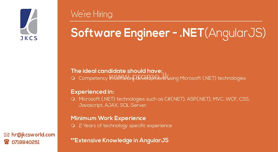 SOFTWARE ENGINEER - .NET (AngularJS) at JOHN KEELLS at John Keells Holdings