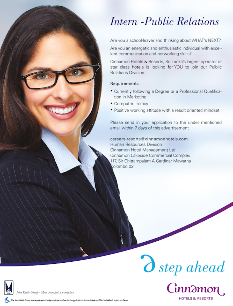 INTERN - PUBLIC RELATIONS at CINNAMON at Cinnamon Hotels