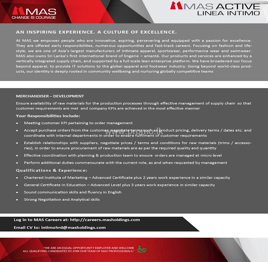 Merchandiser-Development at MAS Holdings