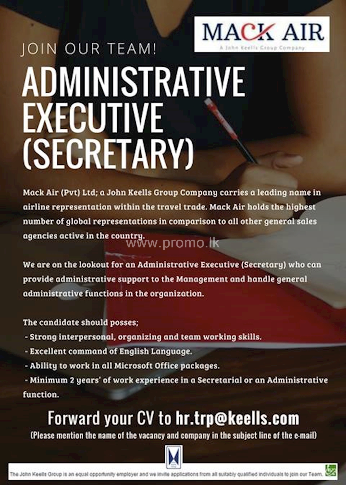 Administrative Executive (Secretary) at John Keells Holdings