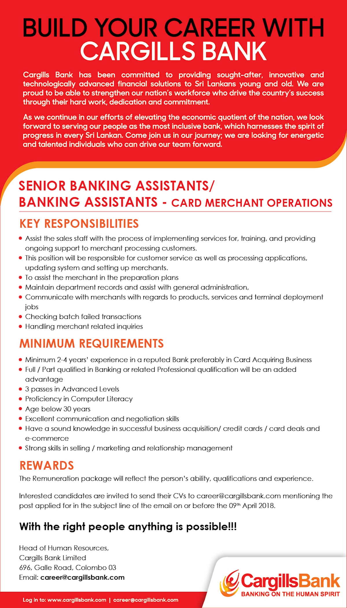 Senior Banking Assistants / Banking Assistants - Card Merchant ...