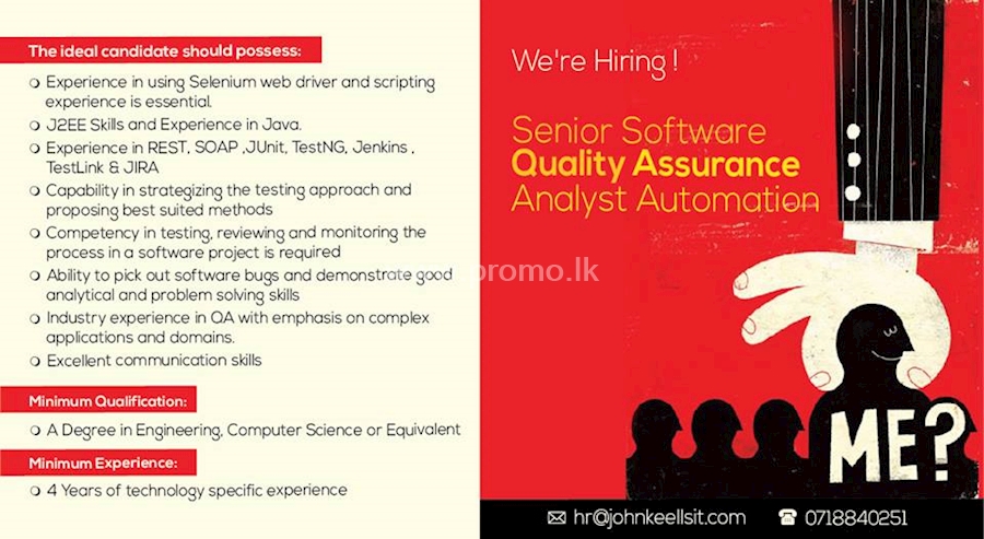 Senior Software Quality Assurance Analyst Automation at John Keells ...