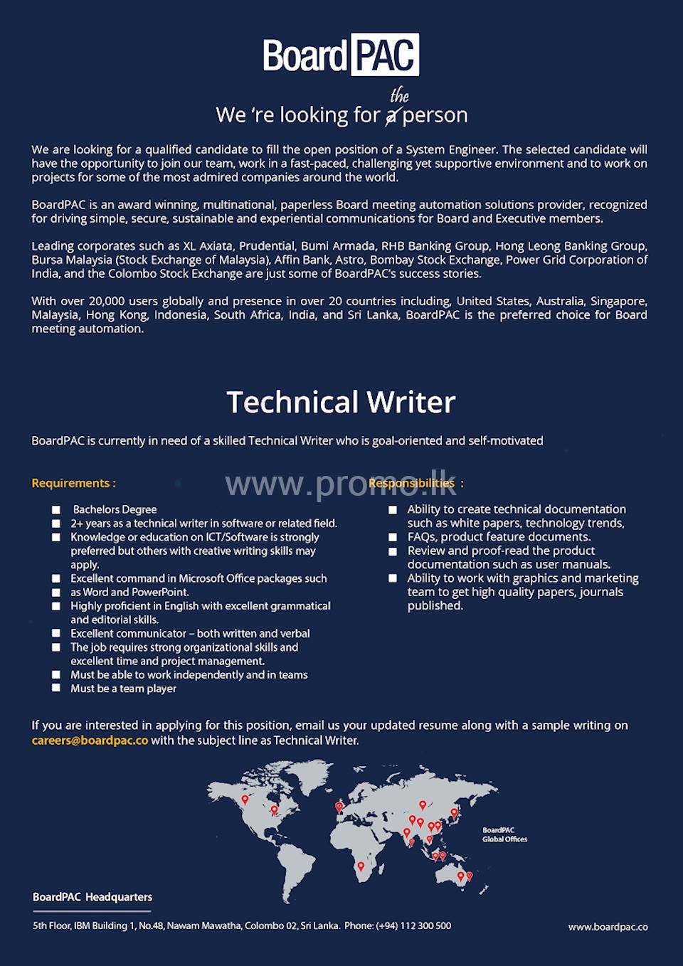 Technical Writer at BoardPAC (Pvt) Ltd