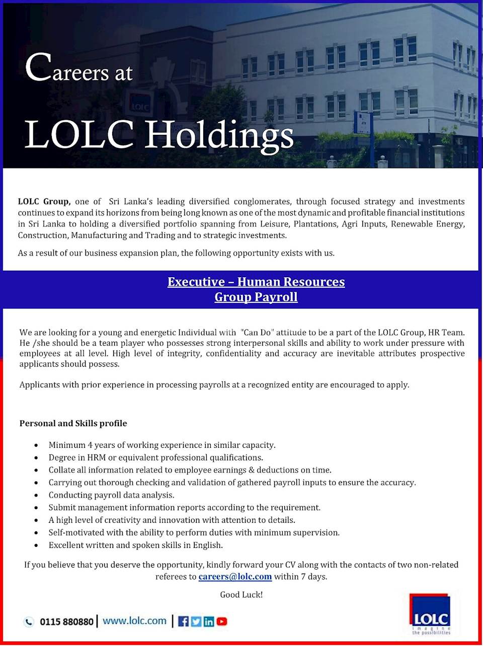 Executive - Human Resources - Group Payroll at LOLC