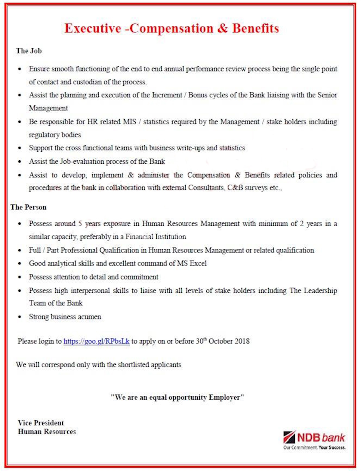 Executive - Compensation and Benefits at National Development Bank