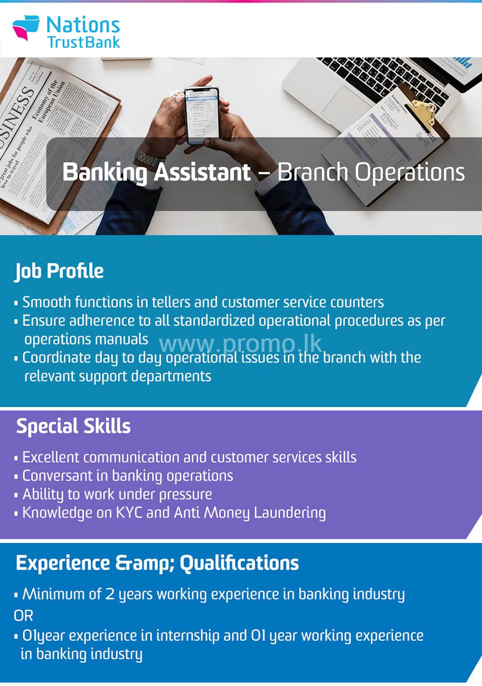 Banking Assistant - Branch Operations at Nations Trust Bank