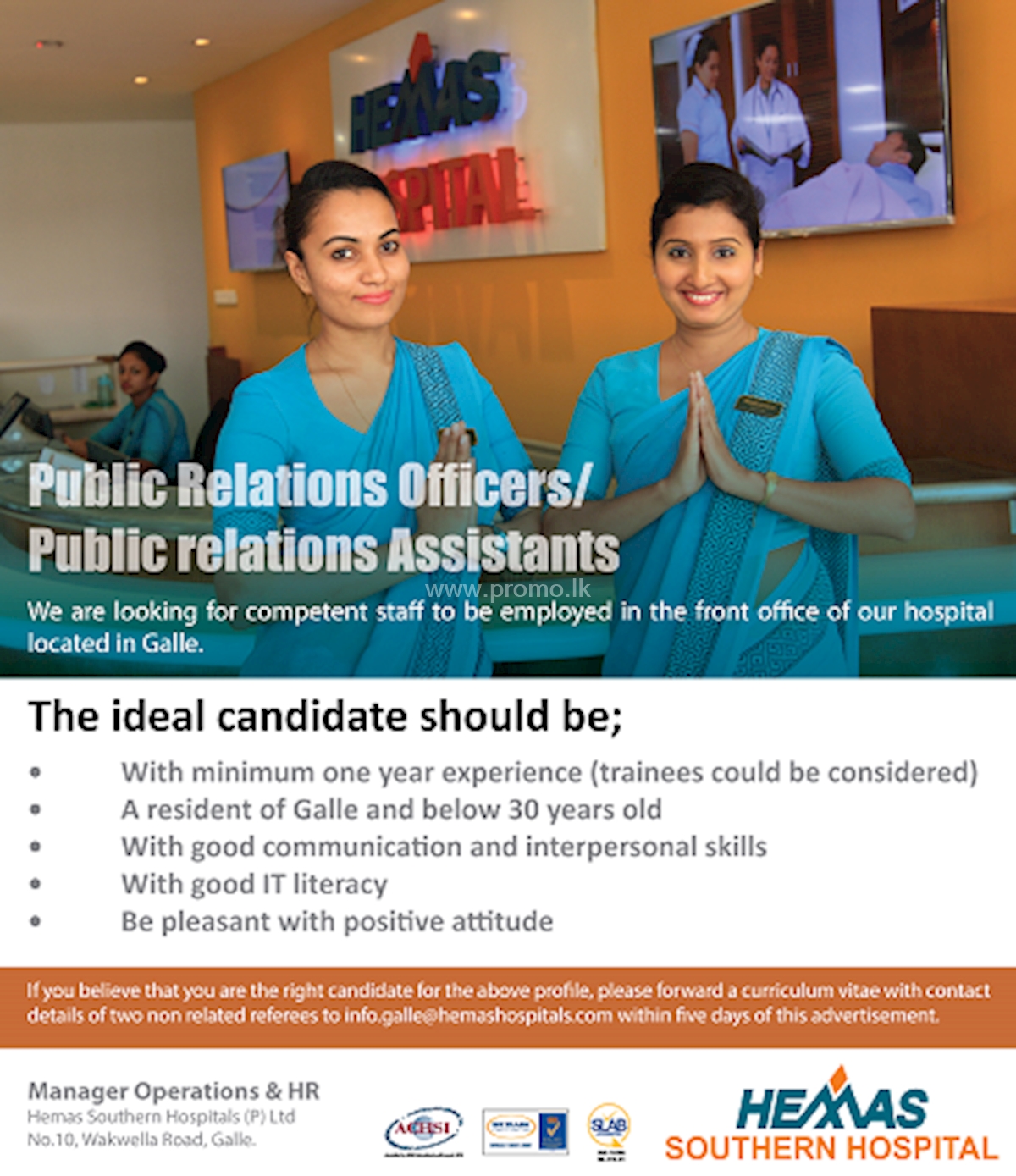 Public Relations Officers / Public Relations Assistants at Hemas Hospitals