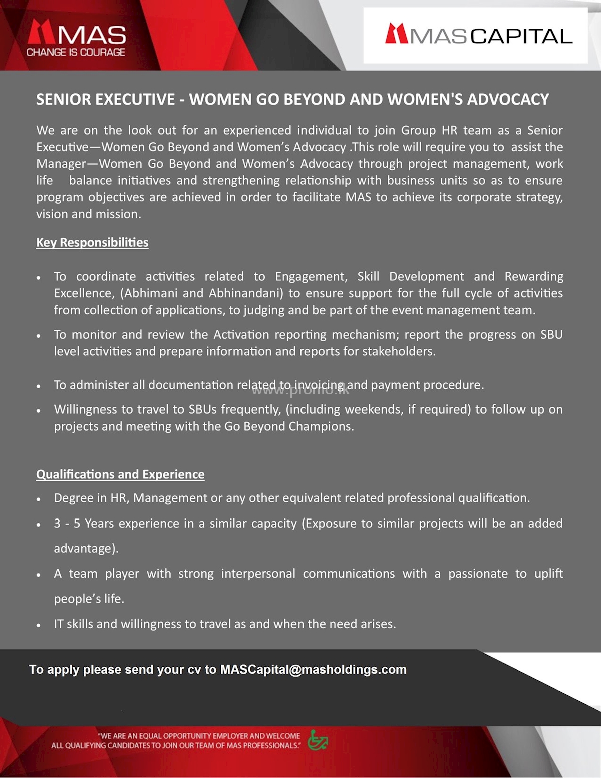 Senior Executive - Women Go Beyond and Women's Advocacy at MAS Holdings