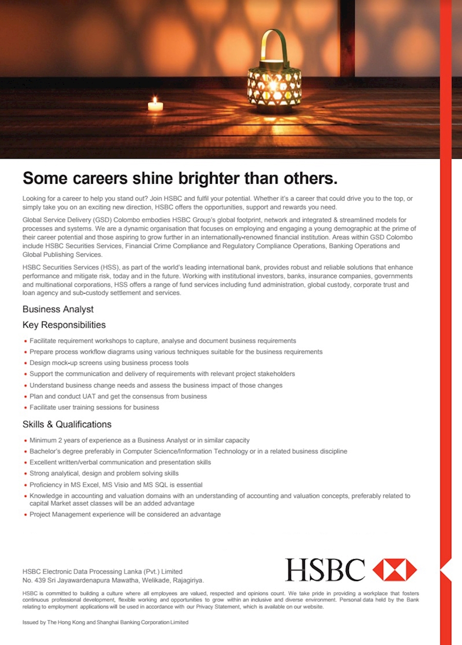 Business Analyst at HSBC Sri Lanka