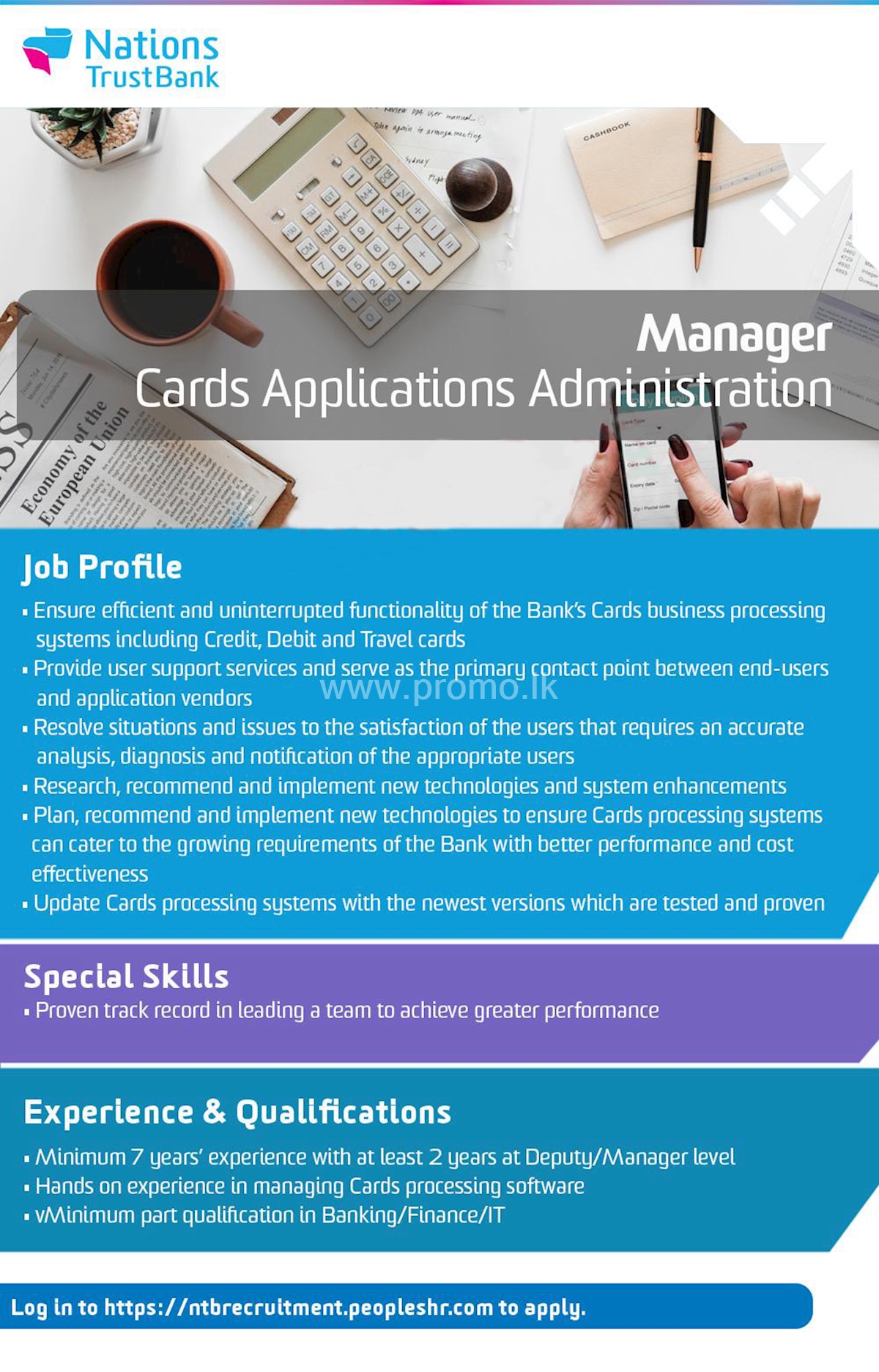 Manager - Cards Applications Administration at Nations Trust Bank