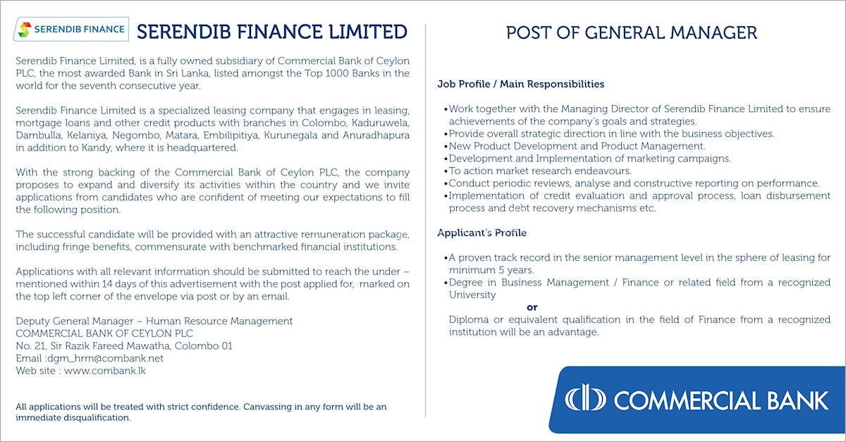 General Manager at Commercial Bank