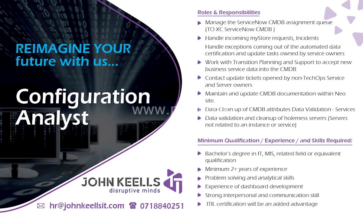 Configuration Analyst at John Keells Holdings