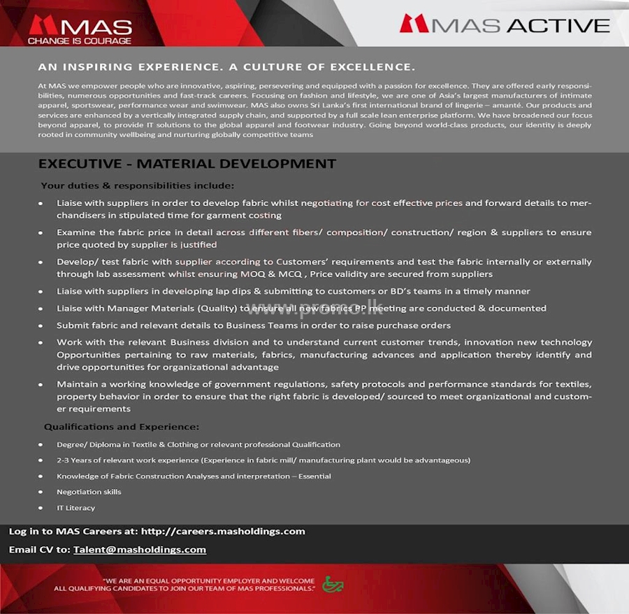 Executive - Material Development at MAS Holdings