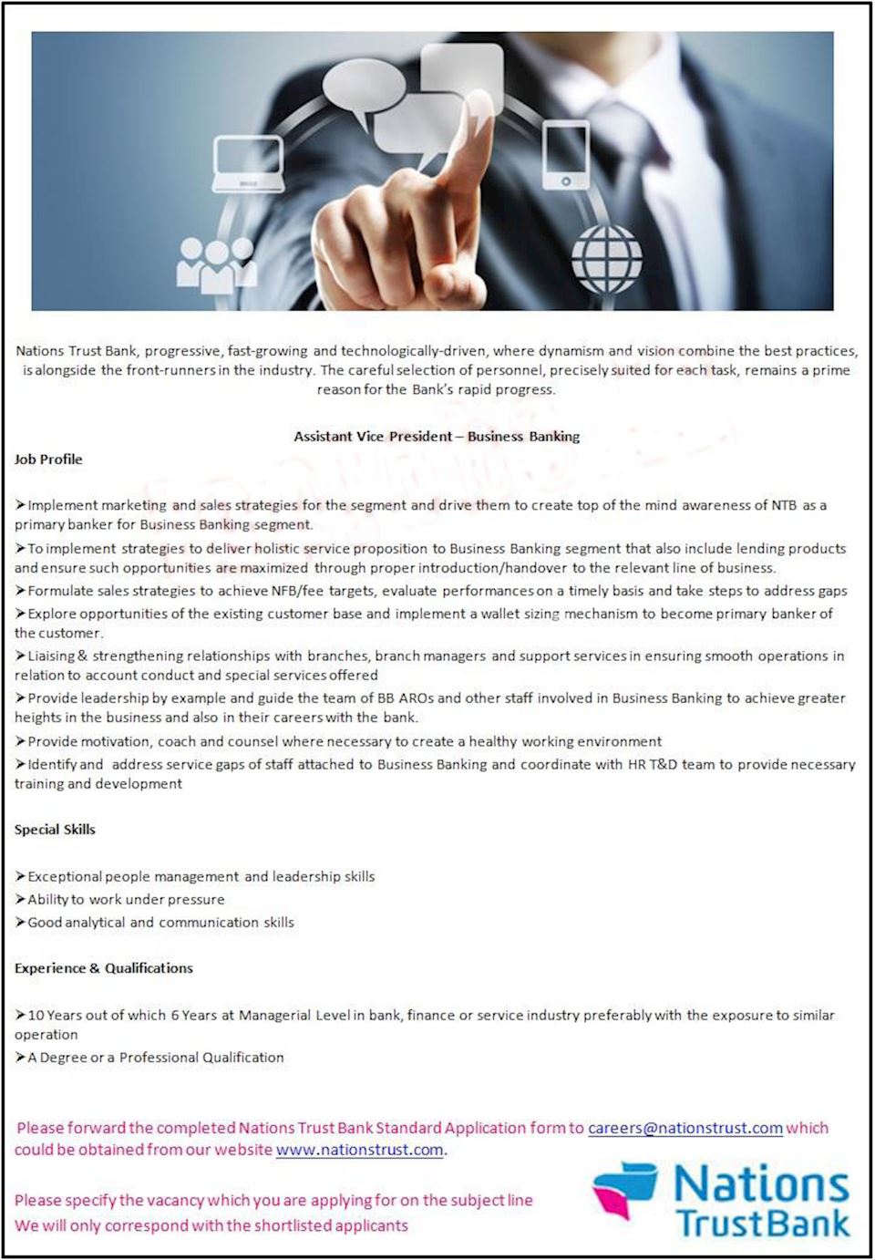 Assistant Vice President - Business Banking at Nations Trust Bank