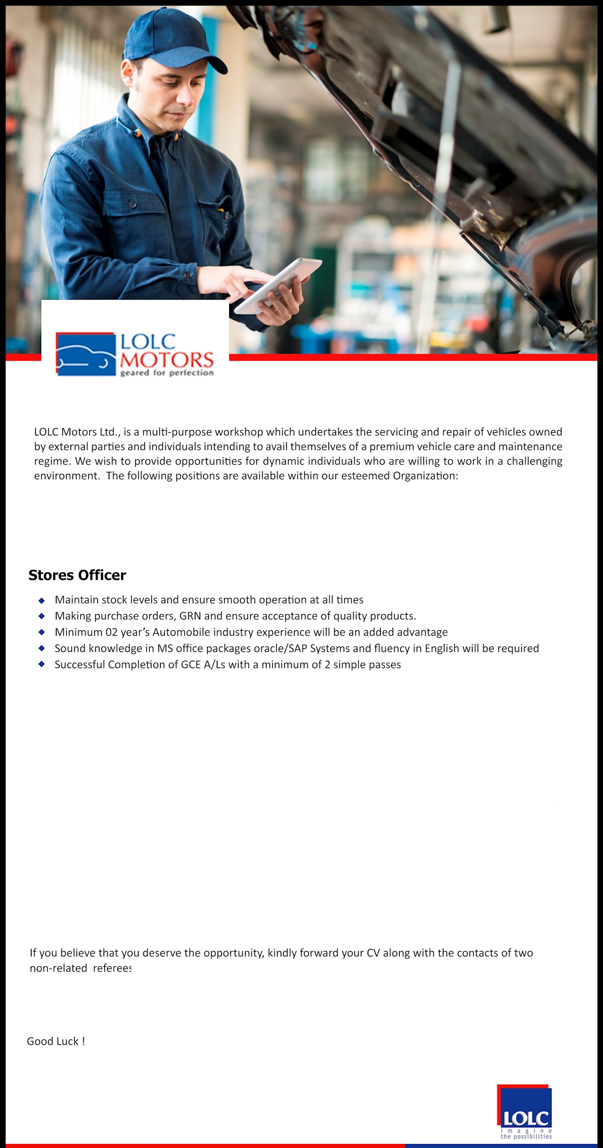 Stores Officer at LOLC