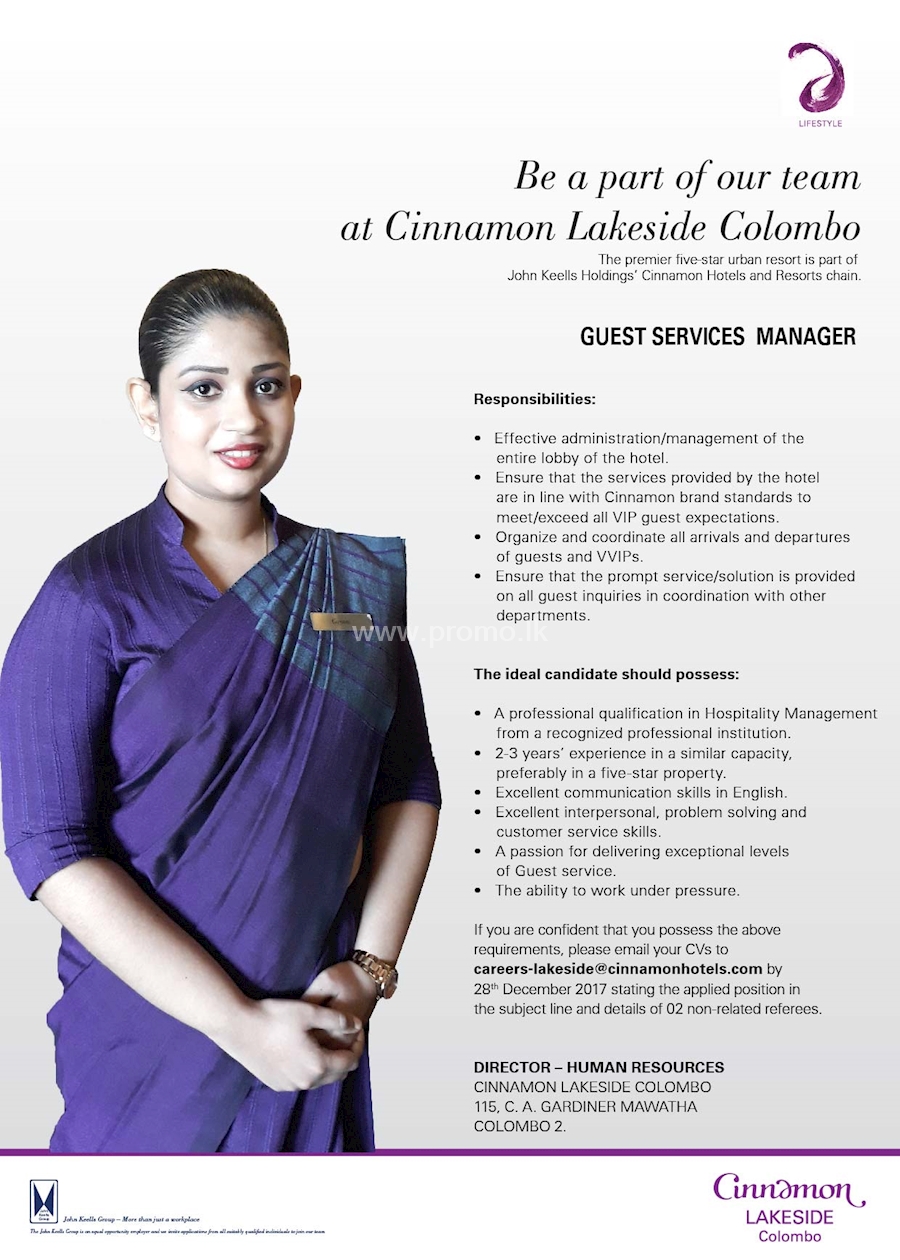 Guest Service Manager at Cinnamon Hotels