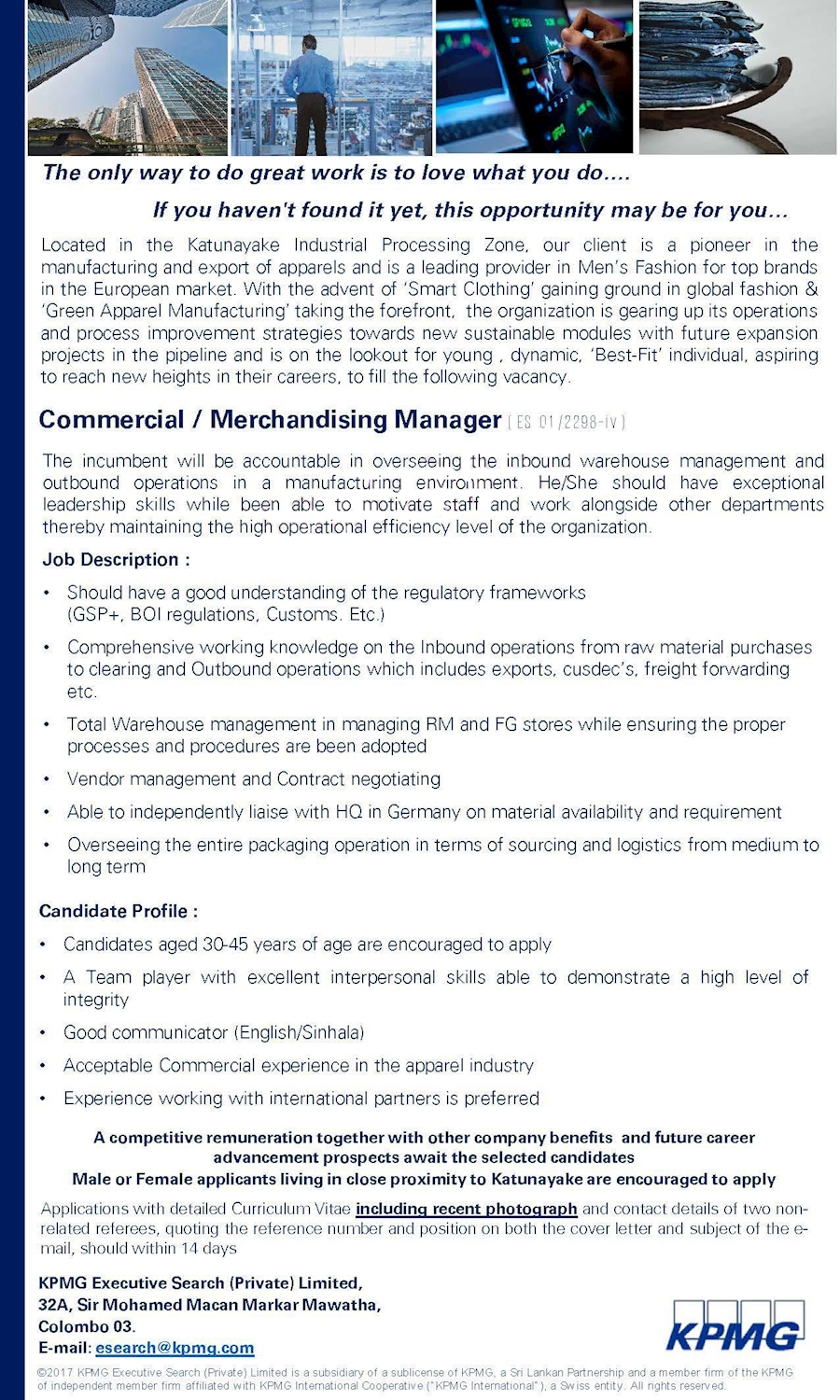 Commercial / Merchandising Manager at KPMG Sri Lanka