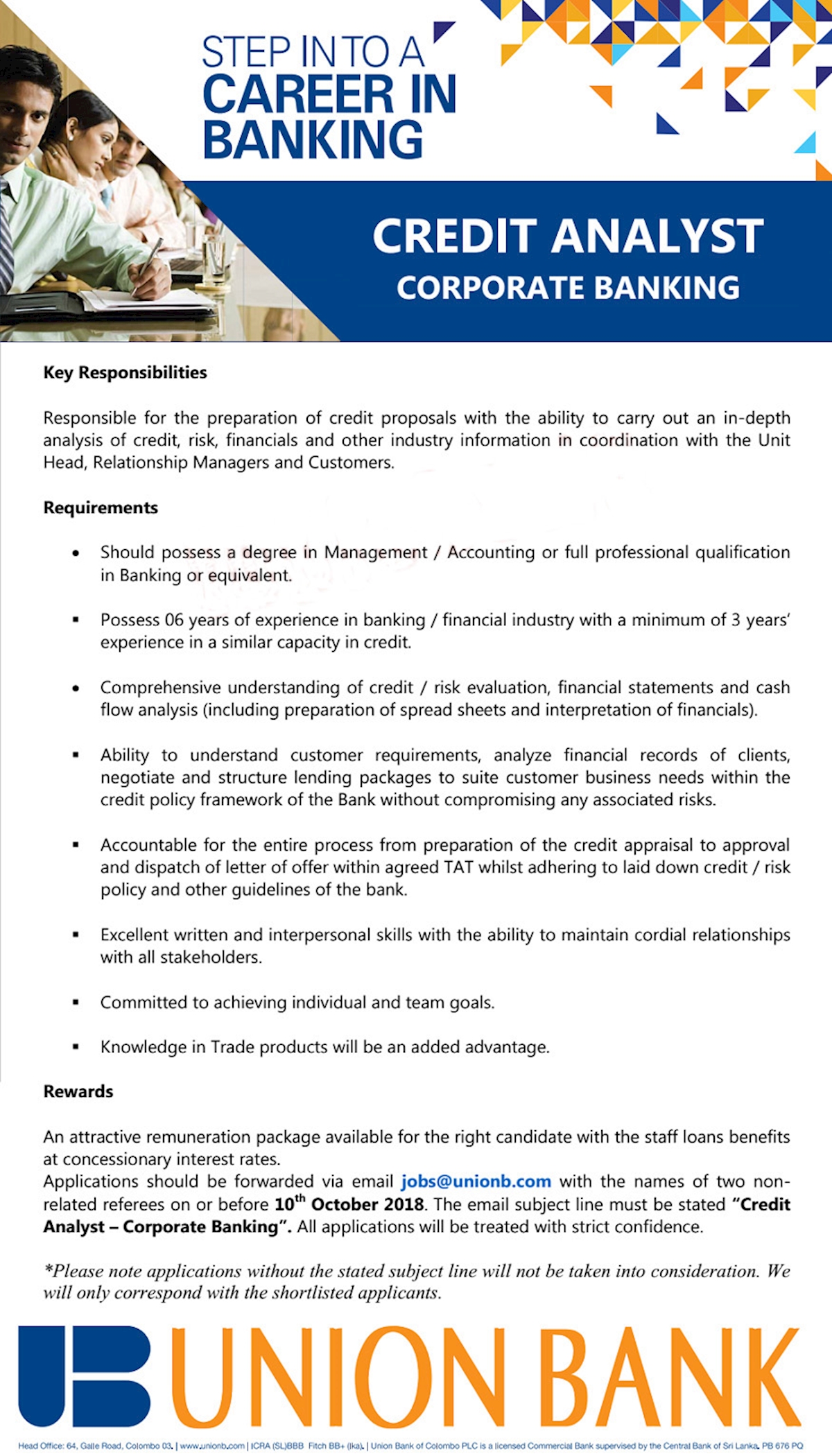 Credit Analyst - Corporate Banking at Union Bank