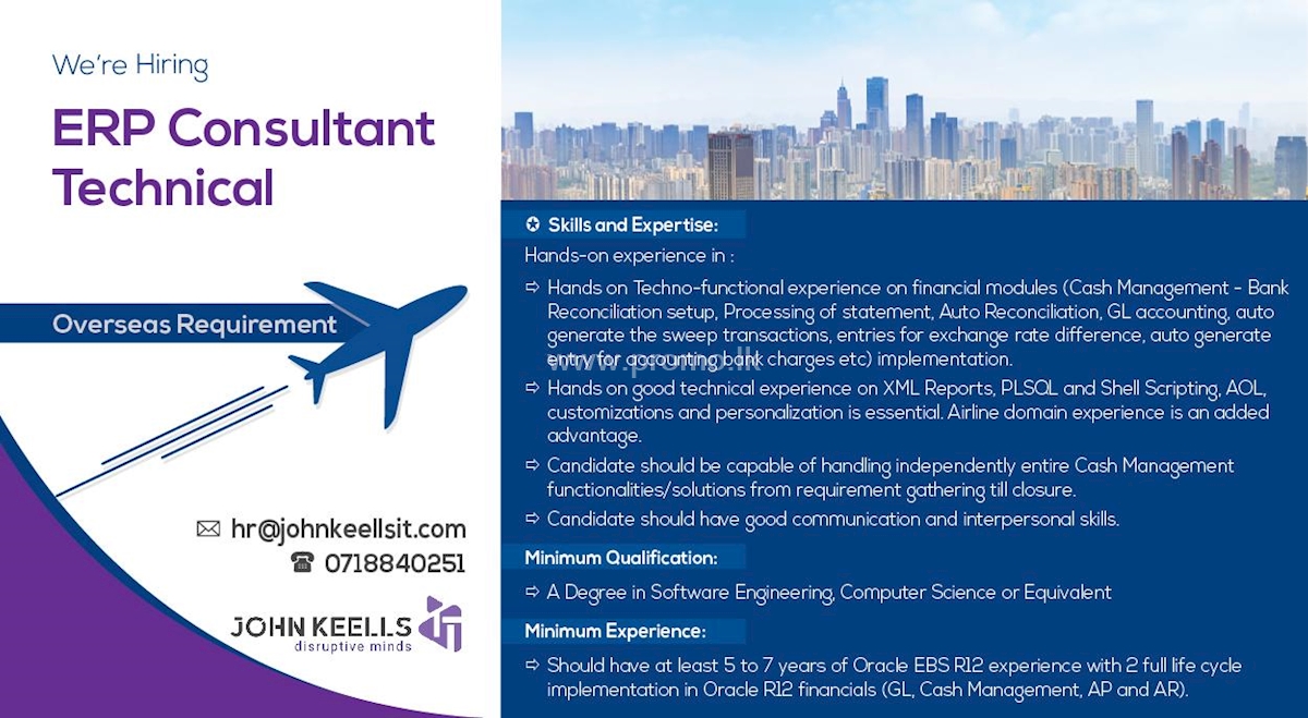 ERP Consultant Technical at John Keells Computer Services