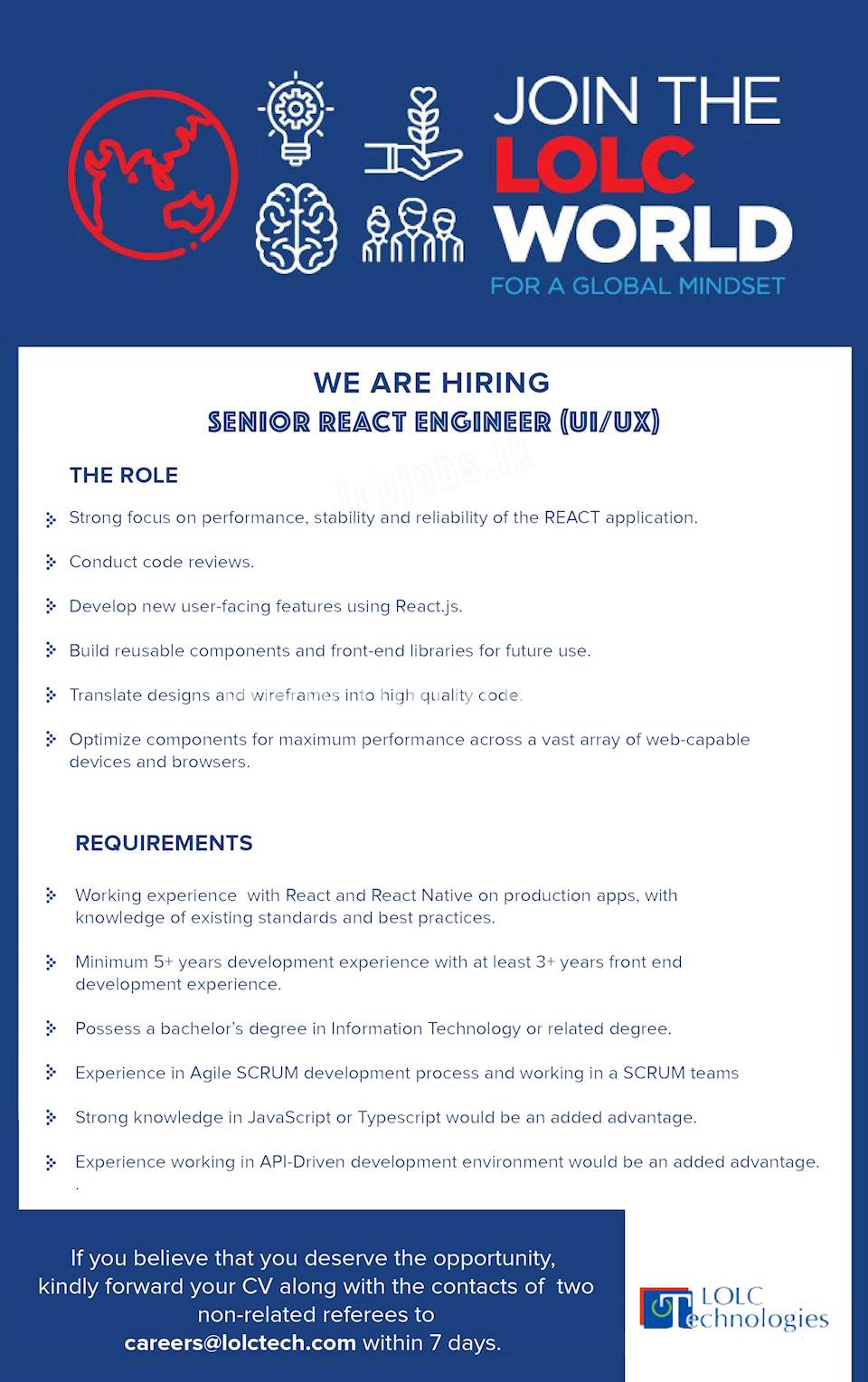 Senior React Engineer (UI/UX) at LOLC