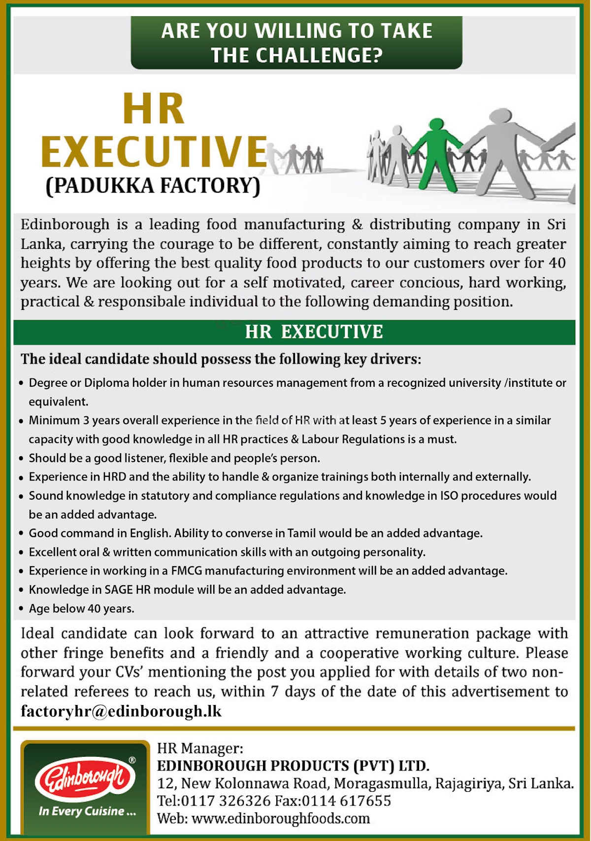 HR Executive at Edinborough Products