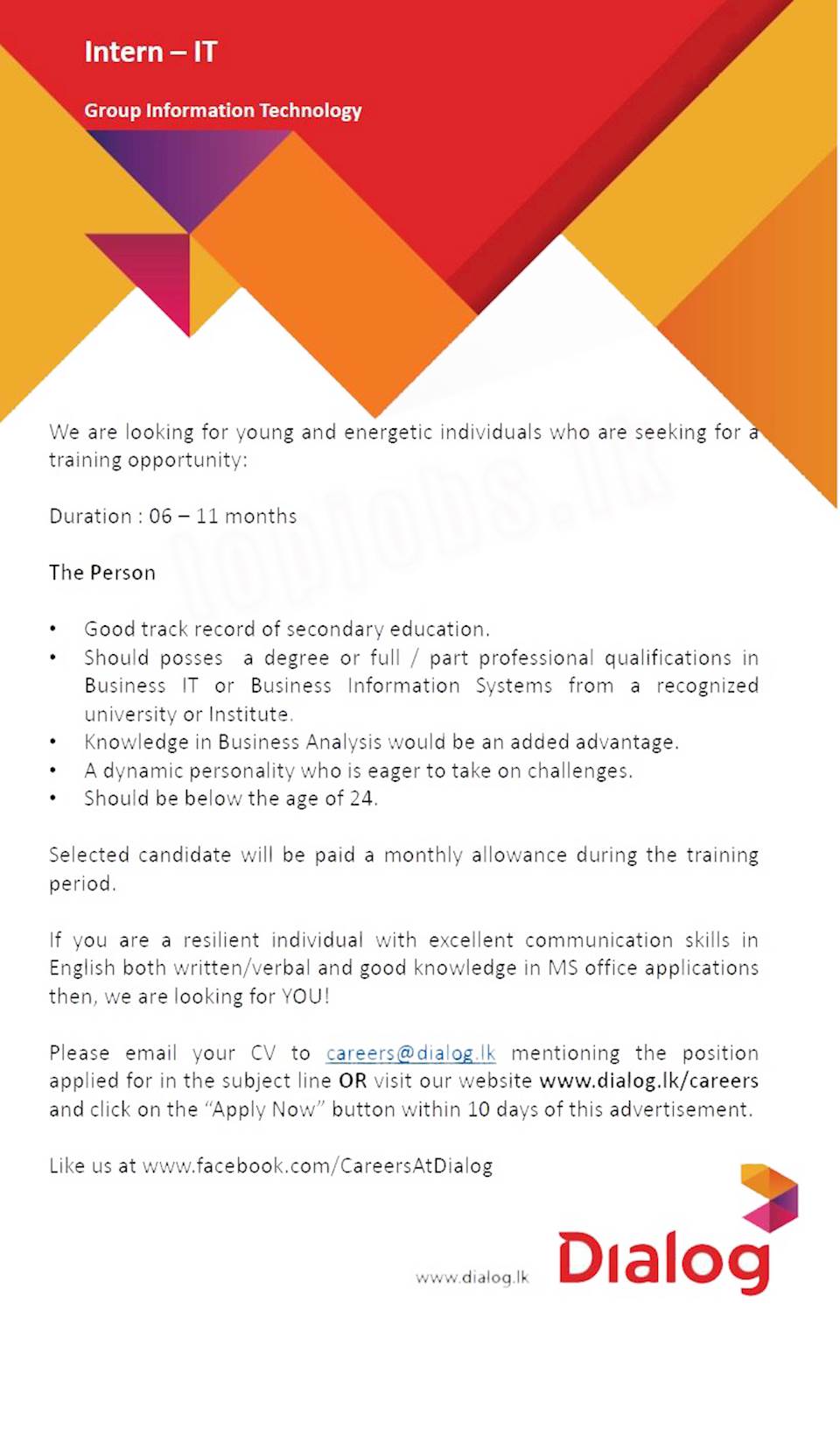 Intern - IT at Dialog Axiata