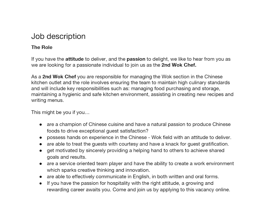 2nd Wok Chef at Shangri-La Hotel