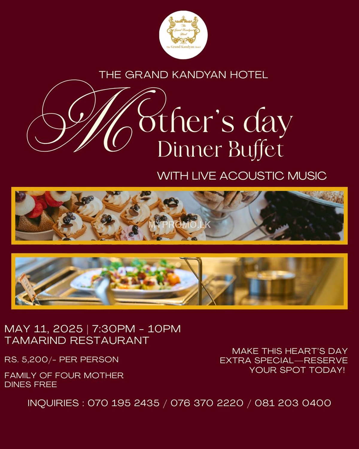 Mother's Day Dinner buffet at The Grand Kandyan Hotel | The Grand ...