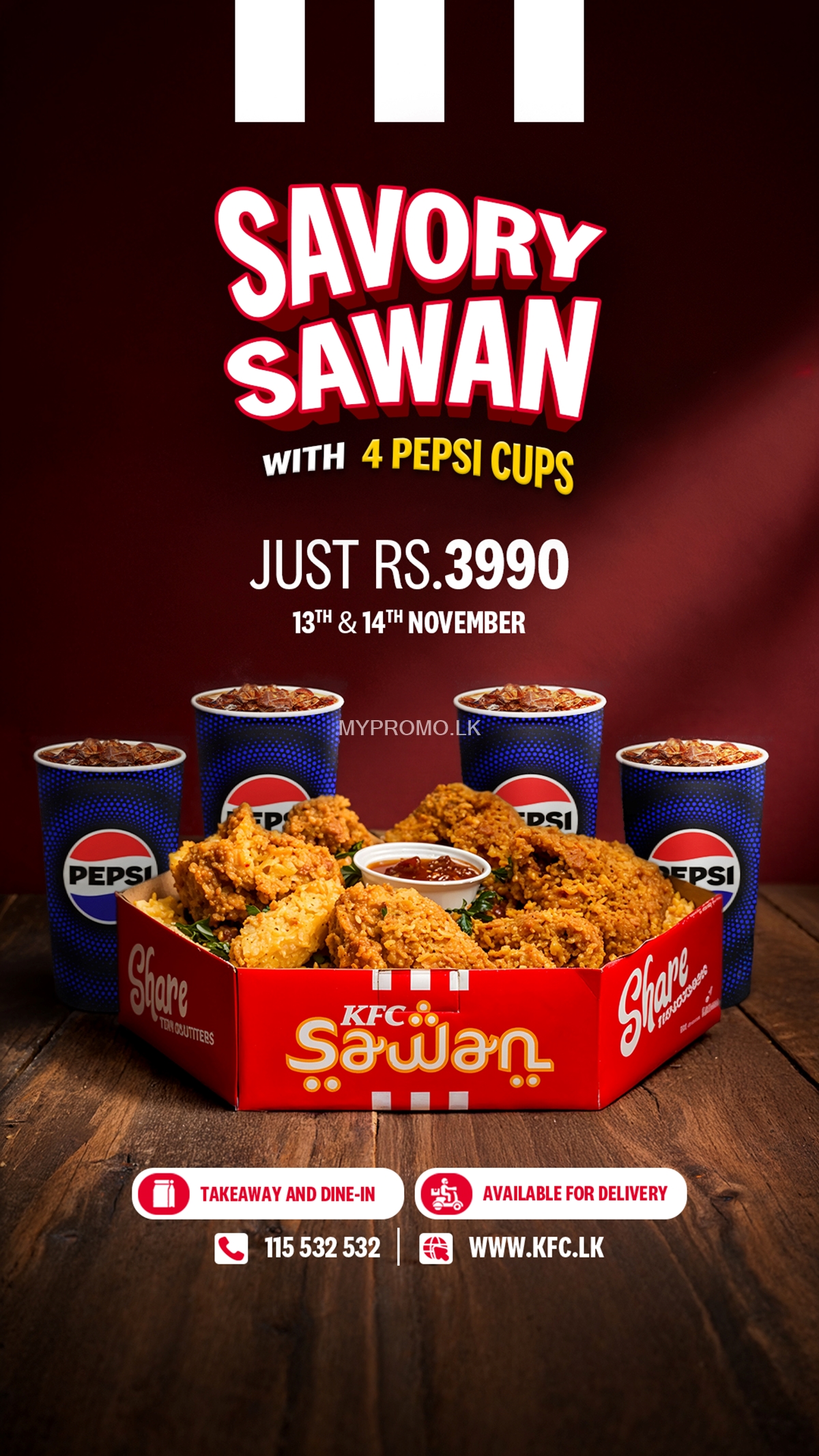 KFC Savory Sawan with 4 Pepsi Cups – Only Rs.3990 | November 13 & 14 ...