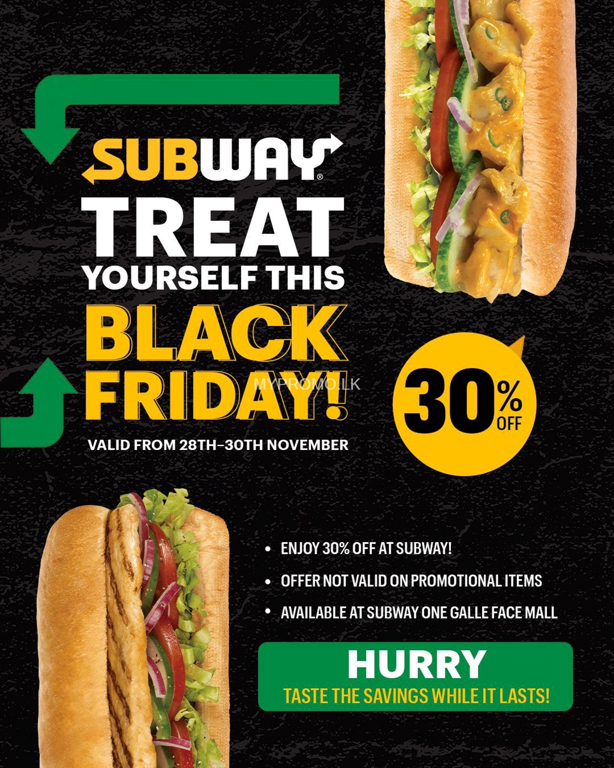 Subway Black Friday 2025 – 30% Off at One Galle Face Mall | Subway Sri ...