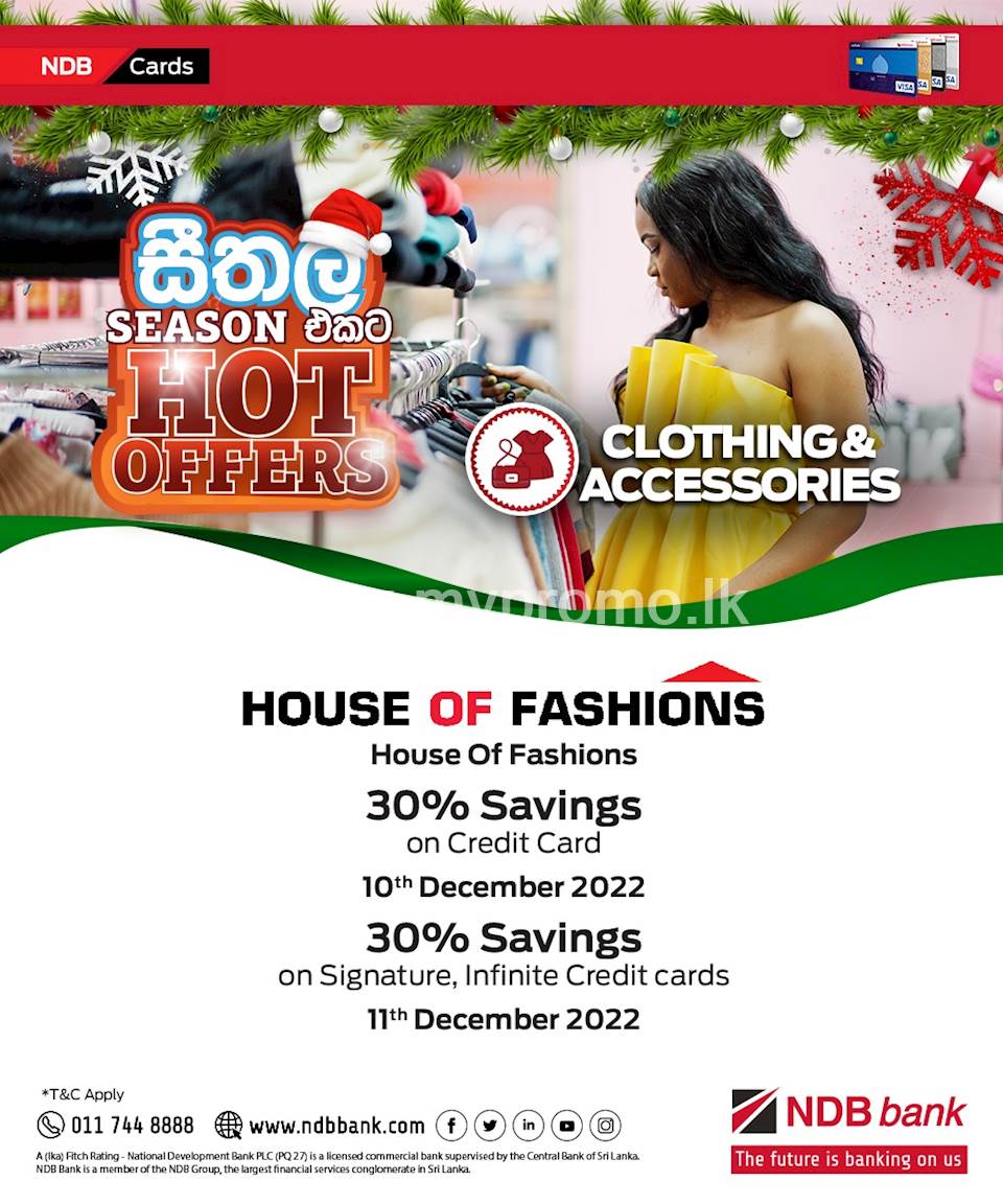 Enjoy 30% off on NDB Credit Cards at House of Fashions