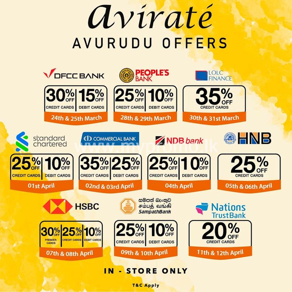 Discounts of up to 35% this Avurudu with your Credit & Debit Cards at ...