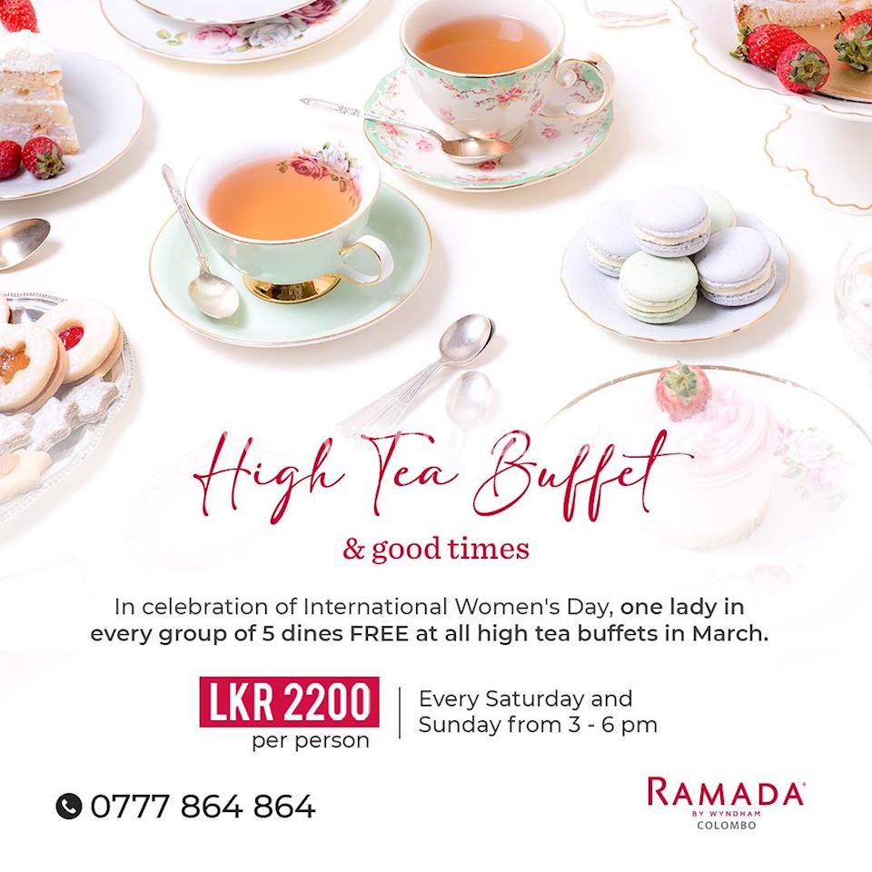 One lady dines FREE in every group of 5 at all high tea buffets in ...