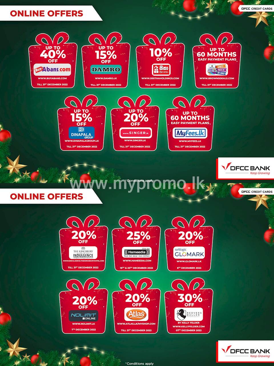 Online offers with DFCC Bank Cards
