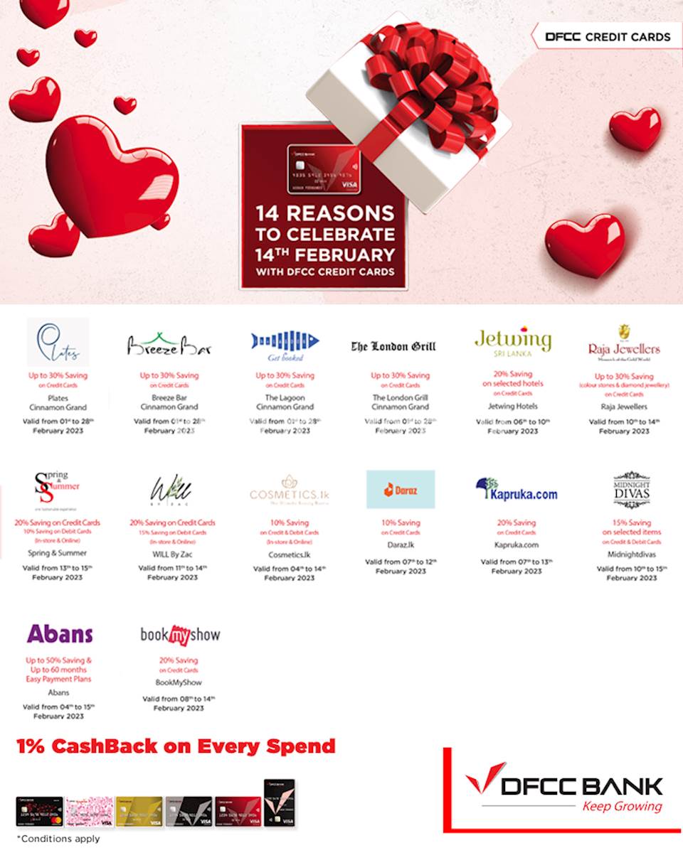 14 reasons to celebrate 14 February with DFCC Credit Cards!