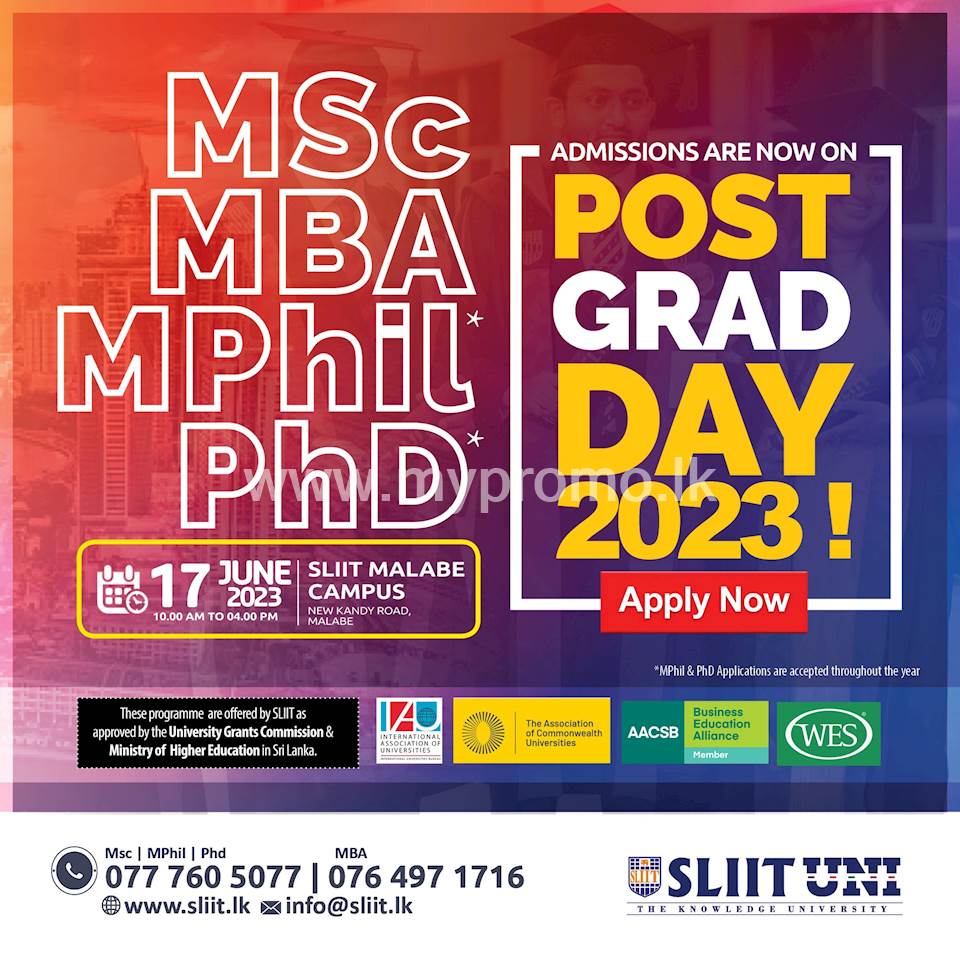 Join the SLIIT Postgraduate Open Day and get a 15% discount on MSc ...