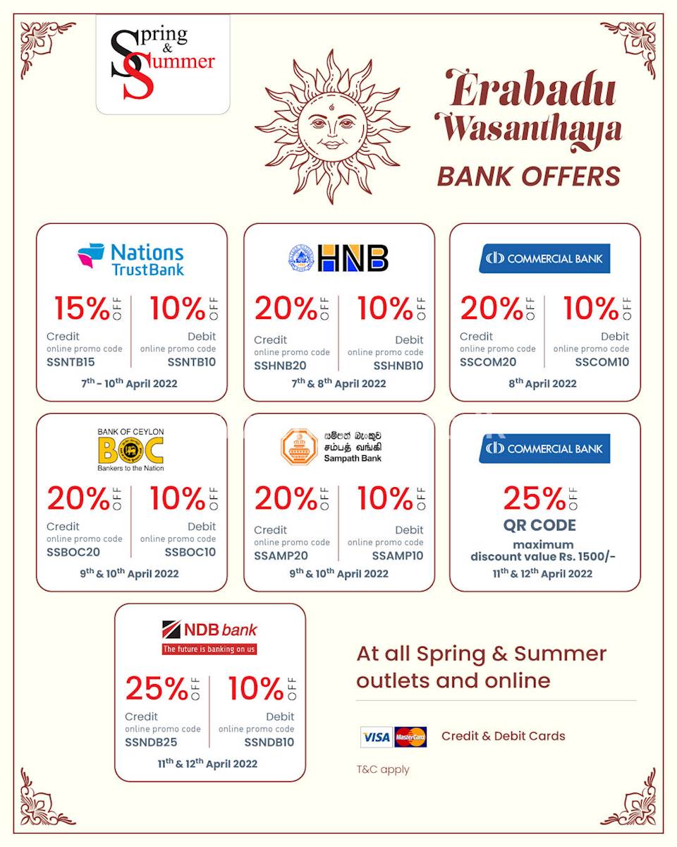 Exclusive Bank Offers up to 25% off this Avurudu season at Spring & Summer