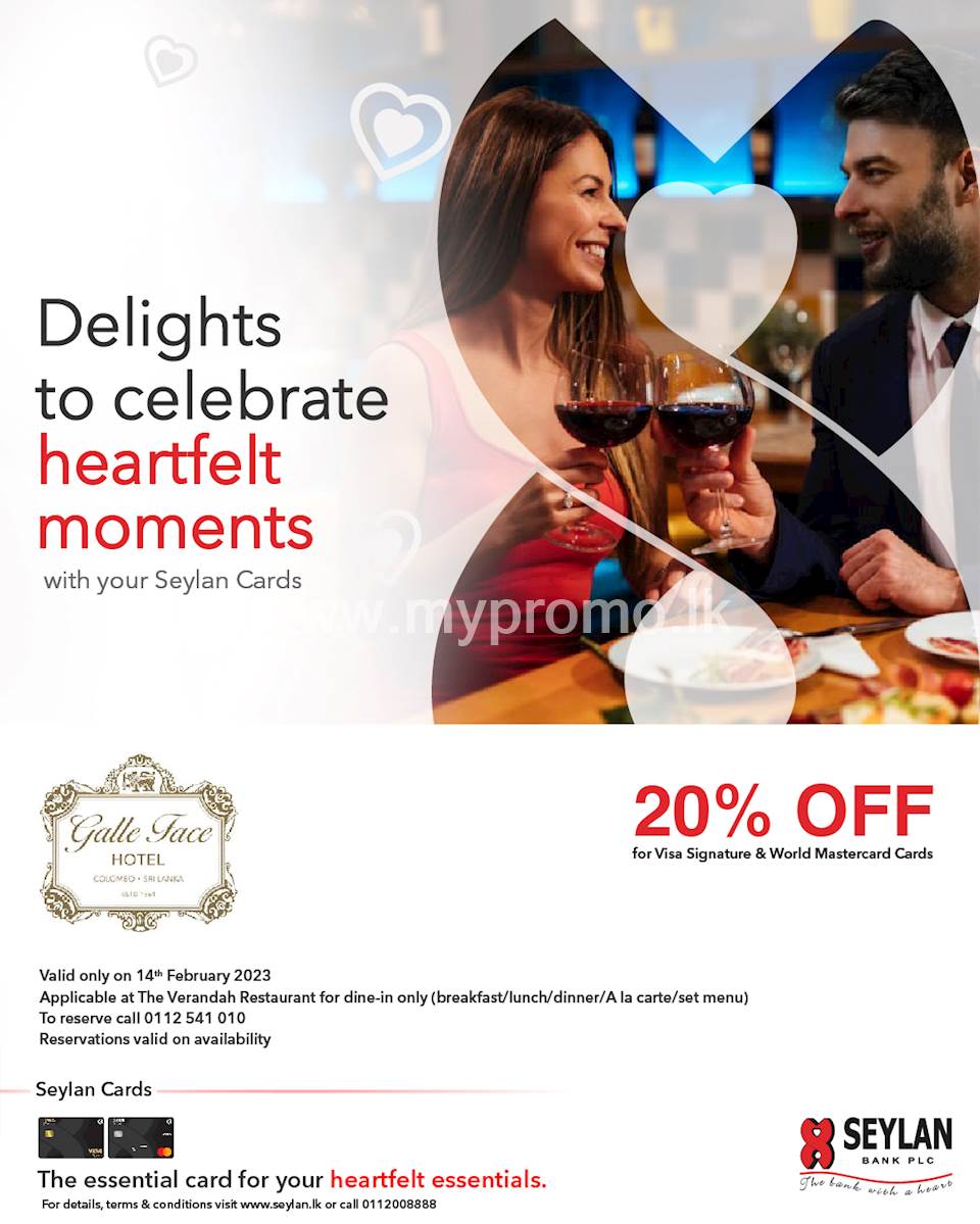 Dine with your loved one this Valentine's Day with your Seylan Cards