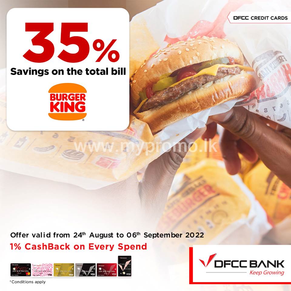 Enjoy up to 35% savings on the total bill for DFCC Bank Cards at Burger ...