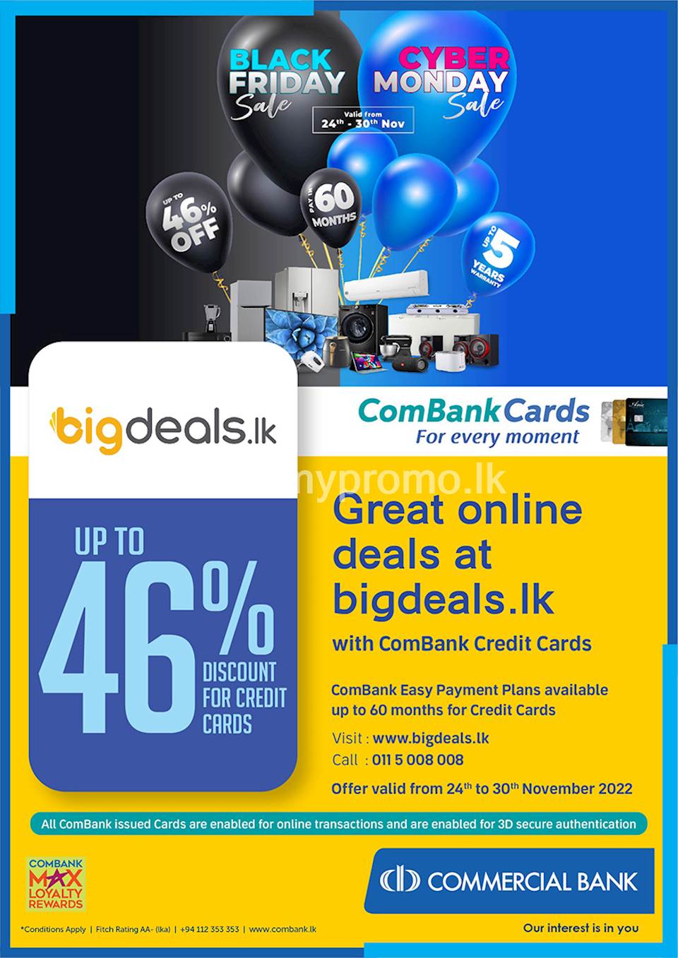 Great online deals at bigdeals.lk with ComBank Credit Cards