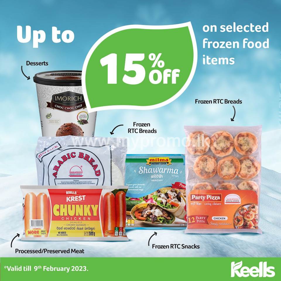 Up to 15% off on selected frozen food items at keells