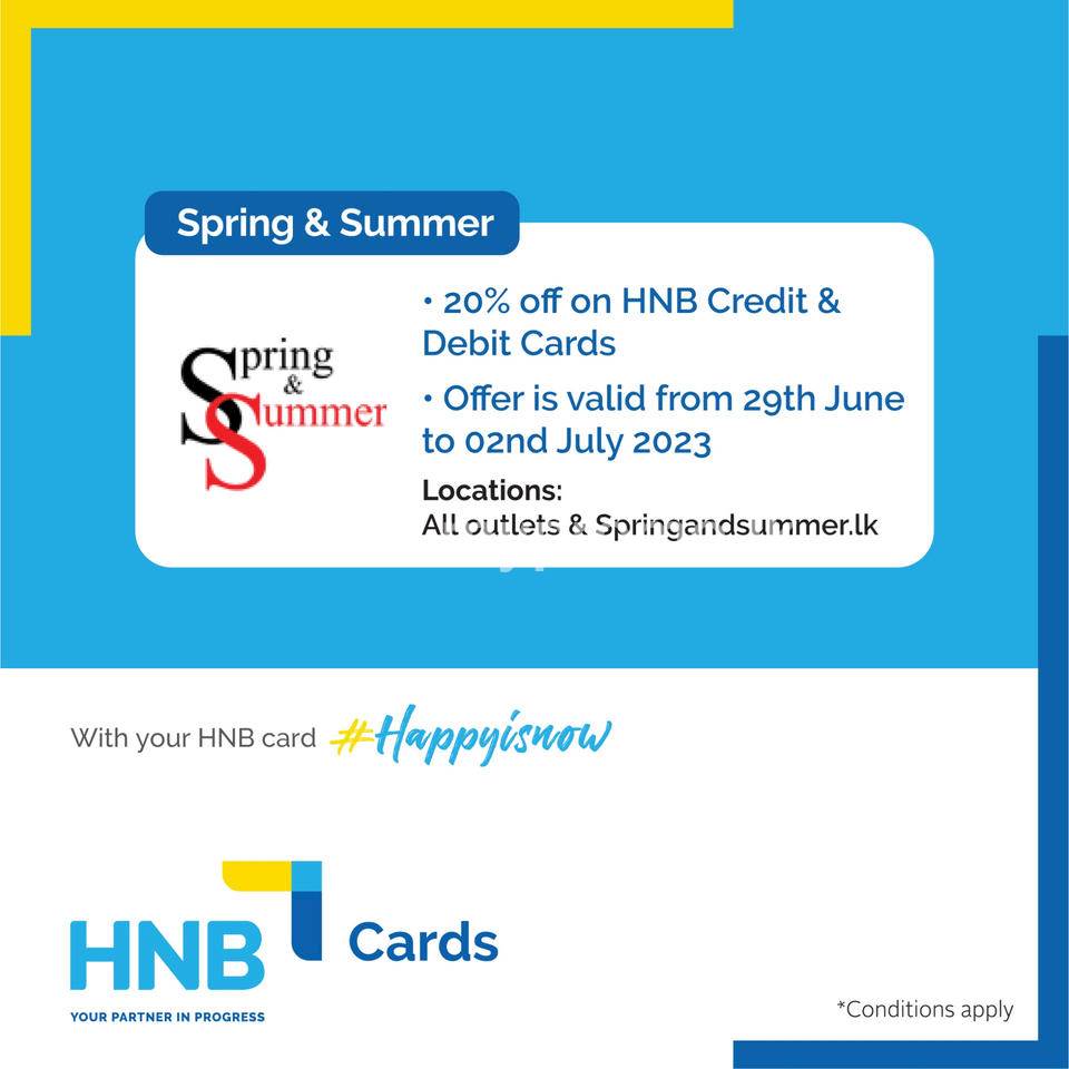 20% off at Spring & Summer outlets and online store for HNB Credit and ...