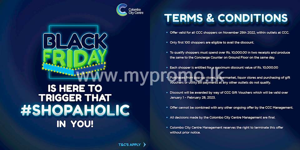 Shop for over LKR 10,000 and get 20% off mall wide discount this Friday!