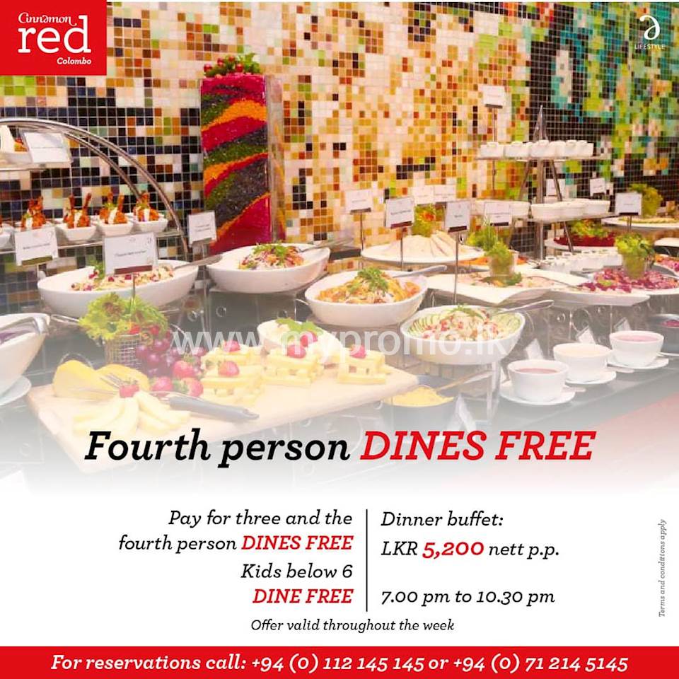 Fourth person DINES FREE at Cinnamon Red